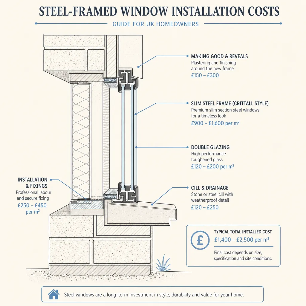 Steel-Framed Window Installation Costs | Housey